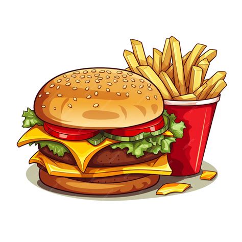 Premium Ai Image Cartoon Hamburger And Fries On White Background