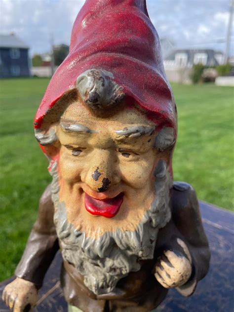 American Pair Pointed Hat Garden Gnomes Good Luck Sculptures Original