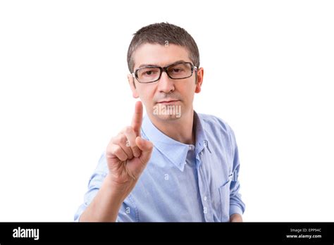 Business Man Pressing Key Isolated Over White Stock Photo Alamy