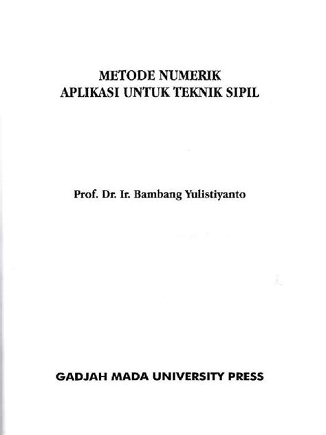 Metode Numerik Aplikasi Untuk Teknik Sipil Pdf