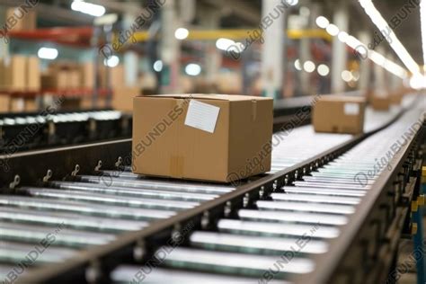 Conveyor Belt In Distribution Warehouse With Parcels