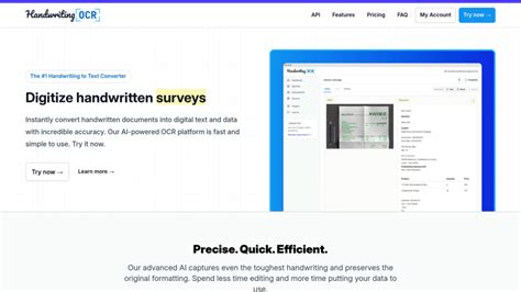 Handwriting Ocrai驱动的ocr平台，将手写文档高精度转换为可编辑数字文本，支持多语言且处理安全可靠。 Moge