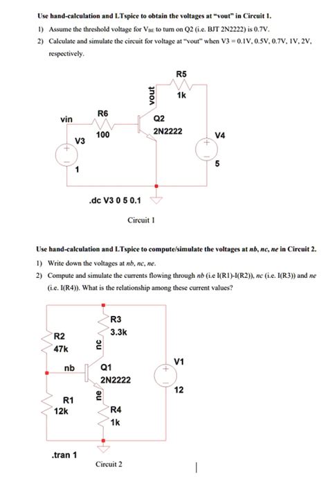 video solution use hand calculation and ltspice to obtain the voltages
