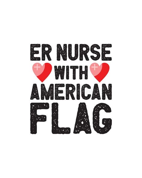 Er Nurse With American Flag Hand Drawn Typography Poster Design Stock