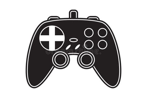 Vector Game Controller Gamepad Icon Black Shape Joystick Element Flat Style On White Background