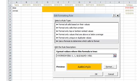 Excel Conditional Formatting Using Dates And Weekends Stack Overflow