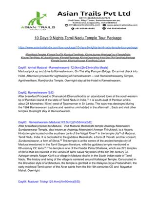 Days Nights Tamil Nadu Temple Tour Package Pdf