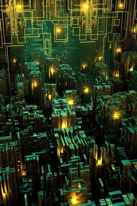A Maze Made Of Circuit Board Pathways Representing Data Processing