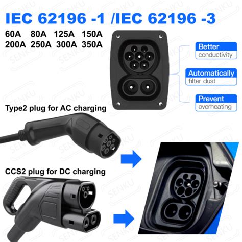 Electric Car 250a 300a 350a 400a 500a Ev Ccs2 Charging Socket
