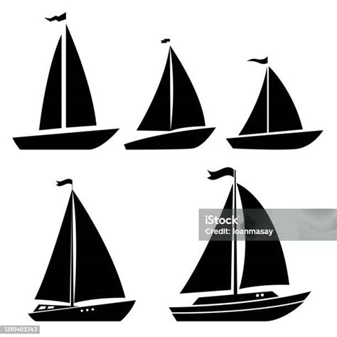 요트 아이콘 세트 레이블 기호 포스터용 디자인 요소입니다 벡터 일러스트레이션 개체 그룹에 대한 스톡 벡터 아트 및 기타 이미지