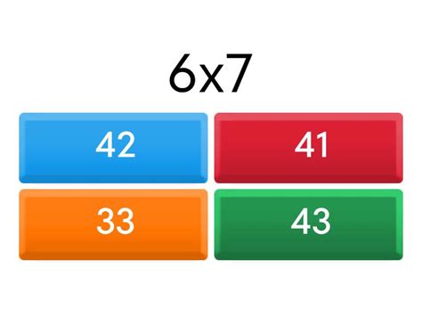 Multiplication Table 6 7 8 9 Quiz