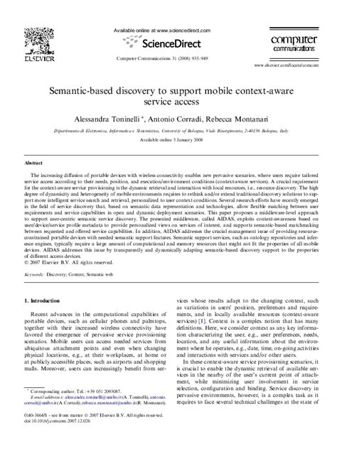 Pdf Semantic Based Discovery To Support Mobile Context Aware Service
