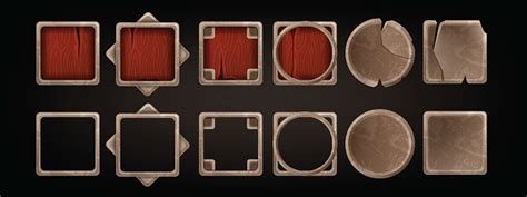 스톤 게임 프레임 Ui 바이킹 중세 바위 벡터 아바타 원형 직사각형 판타지 빈티지 반지 테두리 모바일 앱 어워드 웹 자산 고대