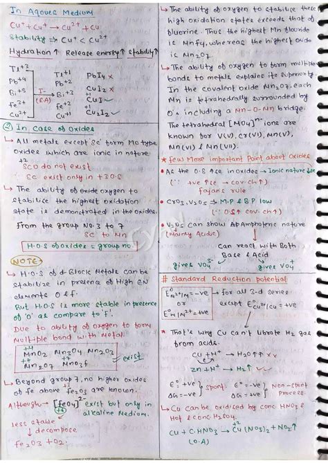 D And F Block Elements Chemistry Handwritten Notes [pdf]