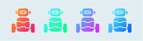 Robot Solid Icon In Gradient Colors Artificial Intelligence Signs