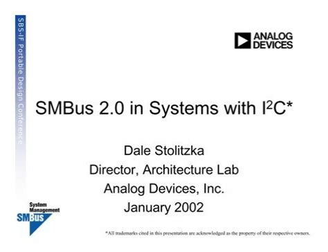 SMBus In Systems With I C Tm SBS IF Smart Battery System