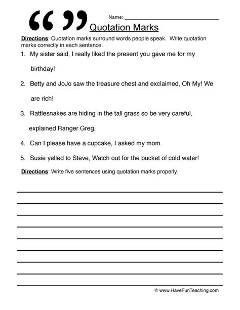 Quotation Marks Worksheet Have Fun Teaching