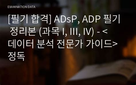 필기 합격 Adsp Adp 필기 정리본 과목 I Iii Iv 정독 시험자료