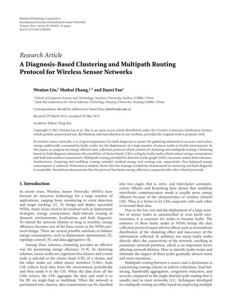 Pdf A Diagnosis Based Clustering And Multipath Routing Protocol For Wireless Sensor Networks