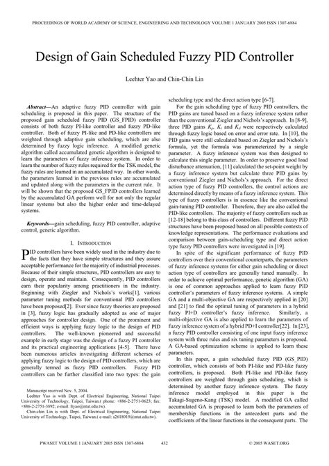Pdf Design Of Gain Scheduled Fuzzy Pid Controller