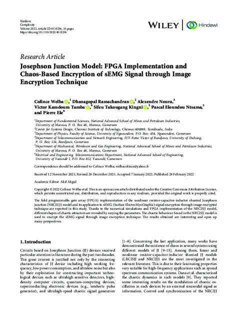 Pdf Josephson Junction Model Fpga Implementation And Chaos Based Encryption Of Semg Signal