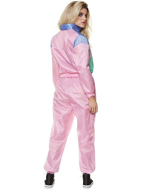Womens 80s Costume Pink 1980s Tracksuit Costume For Females