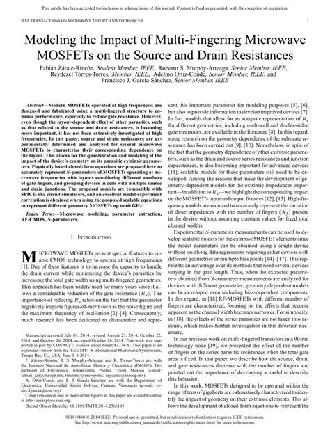 Pdf Modeling The Impact Of Multi Fingering Microwave Mosfets On The Source And Drain Resistances