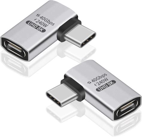 Jp Duttek Usb C L字 変換アダプタ Type C 延長 L字アダプタ、240w Pd急速充電 40gbps Thunderboltサポート8kビデオ
