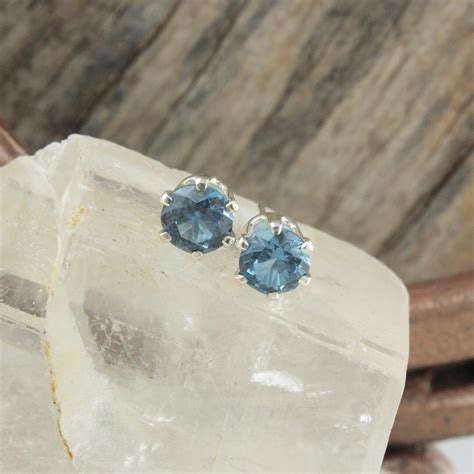 Natural London Blue Topaz Earrings Sterling Silver Earrings London Blue