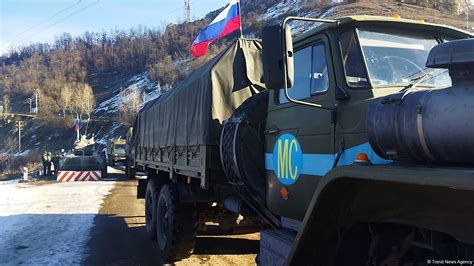 Convoy Of Russian Peacekeepers Vehicles Moves Freely Along Azerbaijan