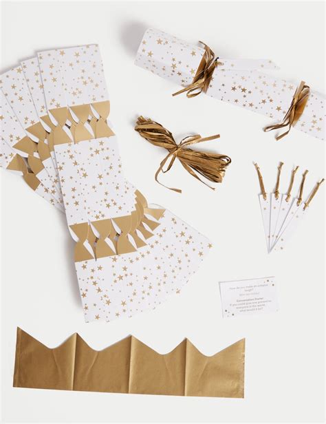 6 Fill Your Own Christmas Crackers Gold Stars Design Mands