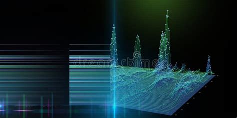 Abstract Background Color Graph Wireframe From Circles And Blurred Lines On Dark Technology