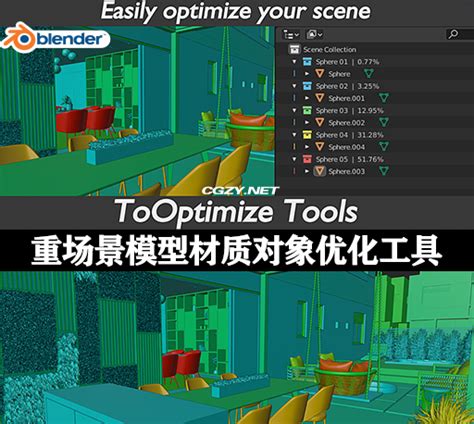 Blender插件重场景模型材质集合对象优化工具 Tooptimize Tools V1274 Cg资源网