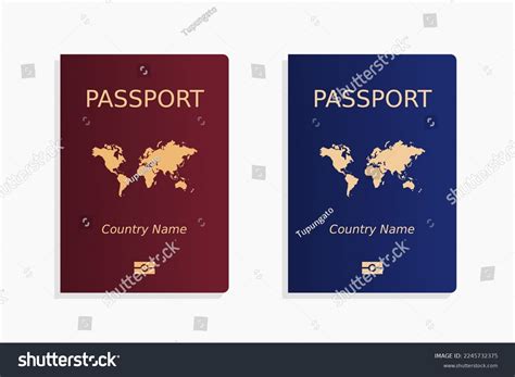 Passport Template Red Blue Isolated Passport Stock Vector Royalty Free