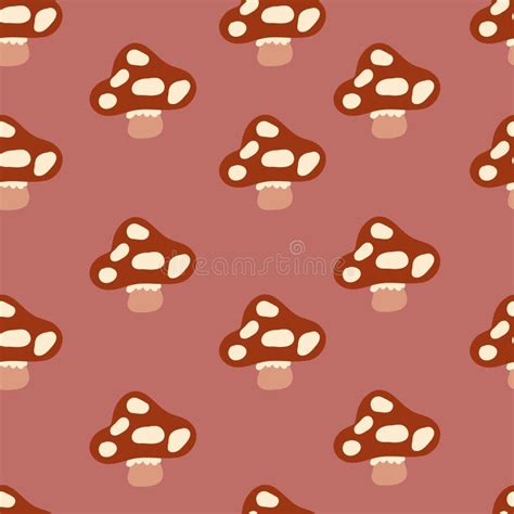 Fly Agaric Flat Design Seamless Pattern Stock Vector Illustration Of