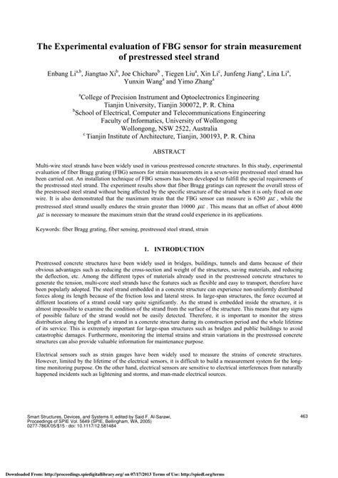 Pdf The Experimental Evaluation Of Fbg Sensor For Strain Measurement