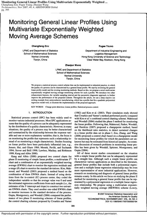 Pdf Monitoring General Linear Profiles Using Multivariate Exponentially Weighted Moving