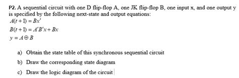 Solved P2 ﻿a Sequential Circuit With One D ﻿flip Flop A