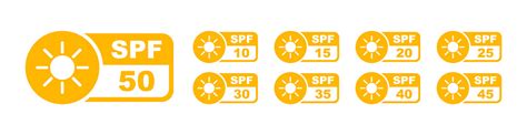 Spf 아이콘 세트입니다 자외선 차단 자외선은 피부를 보호합니다 Uva Uvb 차단 자외선 차단제 또는 피부 화장품 포장을 위한 Spf 아이콘입니다 벡터 그림입니다 로고에