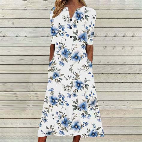 Wycnly Summer Dresses For Women Casual Pocket Button Down Plus Size