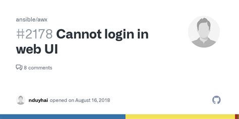 Cannot Login In Web Ui · Issue 2178 · Ansibleawx · Github