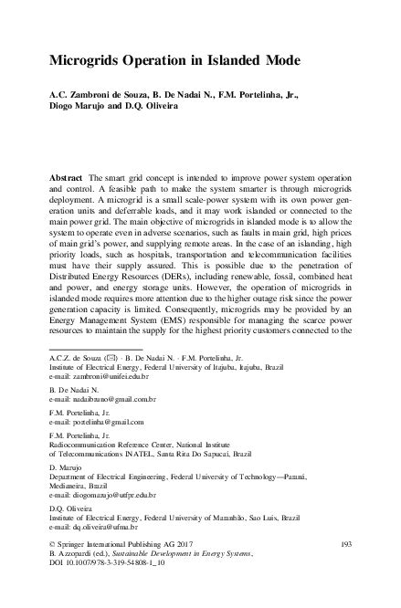 Pdf Microgrids Operation In Islanded Mode