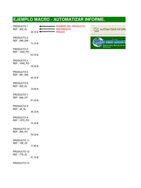 Ejemplo Macro Excel Pdf Hogar Jardinería Y Bricolaje