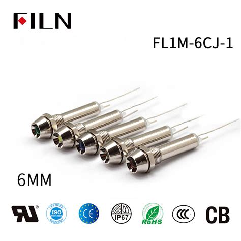 Green Light Indicator Filn 12v 6mm Socket Head Metal Led Light