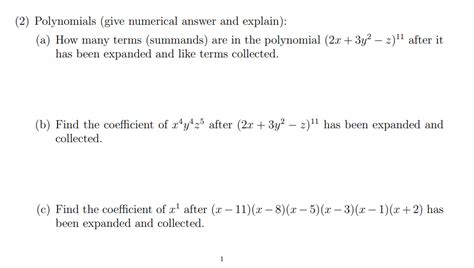 Solved 2 Polynomials Give Numerical Answer And Explain