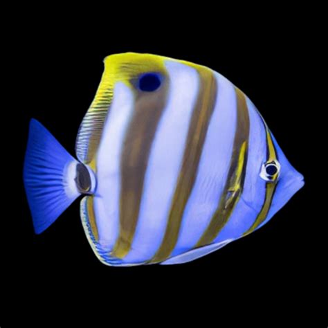 Ocellate Butterfly Fish Parachaetodon Ocellatus Sims Tropical Fish