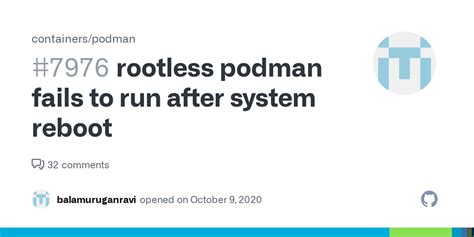 Rootless Podman Fails To Run After System Reboot · Issue 7976