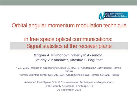 Pdf Orbital Angular Momentum Modulation Technique In Free Space Optical Communications Signal