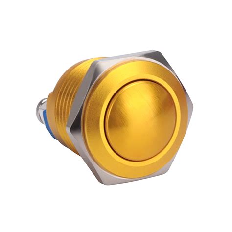 Self Reset Golden Plated Screw Terminal Industrial Domed Head 1no 16mm Momentary Push Button