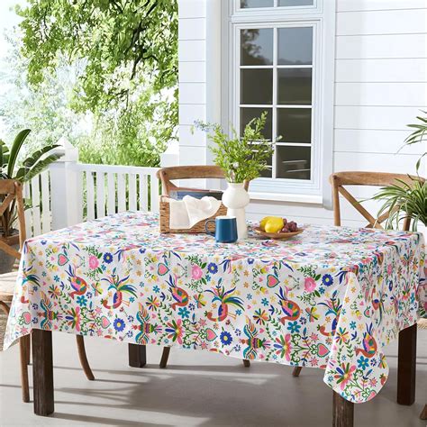 Newbridge Vinyl Tablecloth Otomi Birds And Floral Design 52x70 Inch